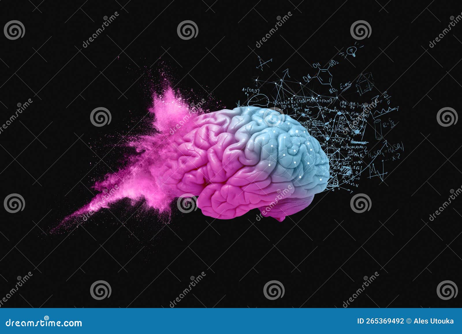 Creative Brain - Creative and Mathematical Mindset. Explosion of Colors ...