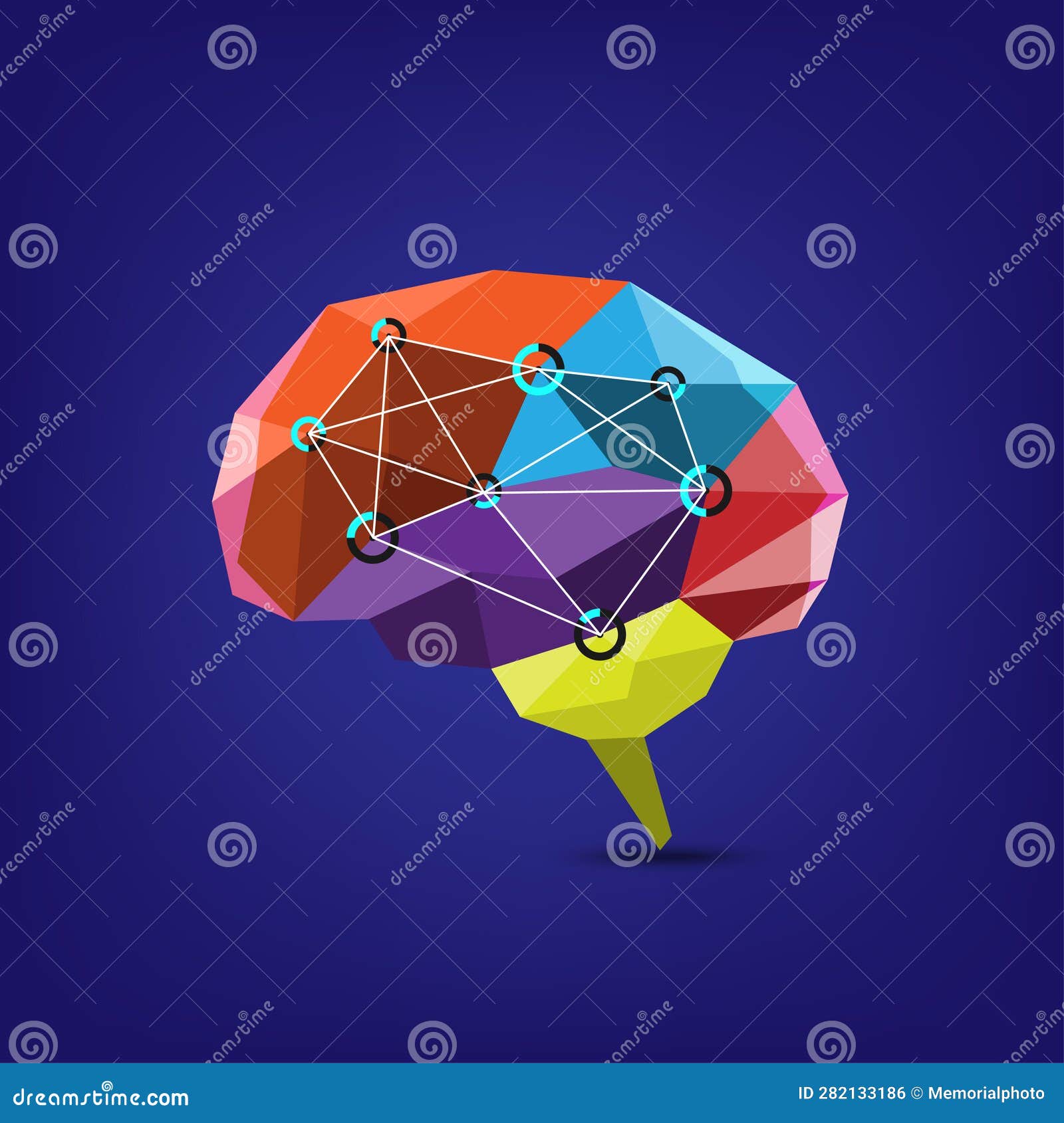 Creative Brain Process Connection. Abstract Communication Idea Polygon ...