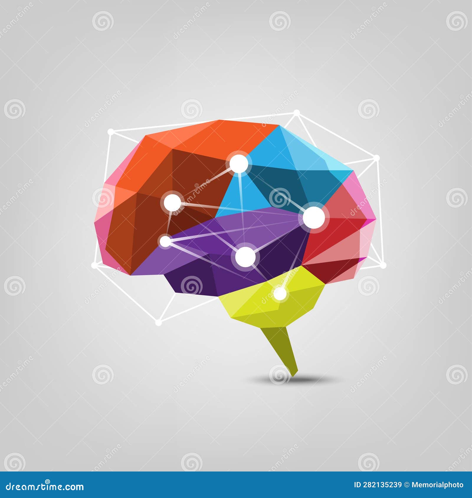 Creative Brain Process Connection. Abstract Communication Idea Polygon ...