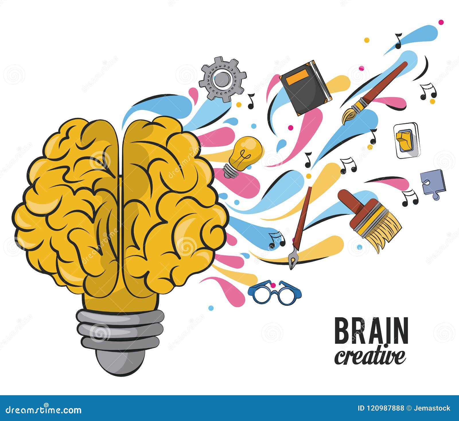 Creative brain cartoons stock vector. Illustration of brain - 120987888
