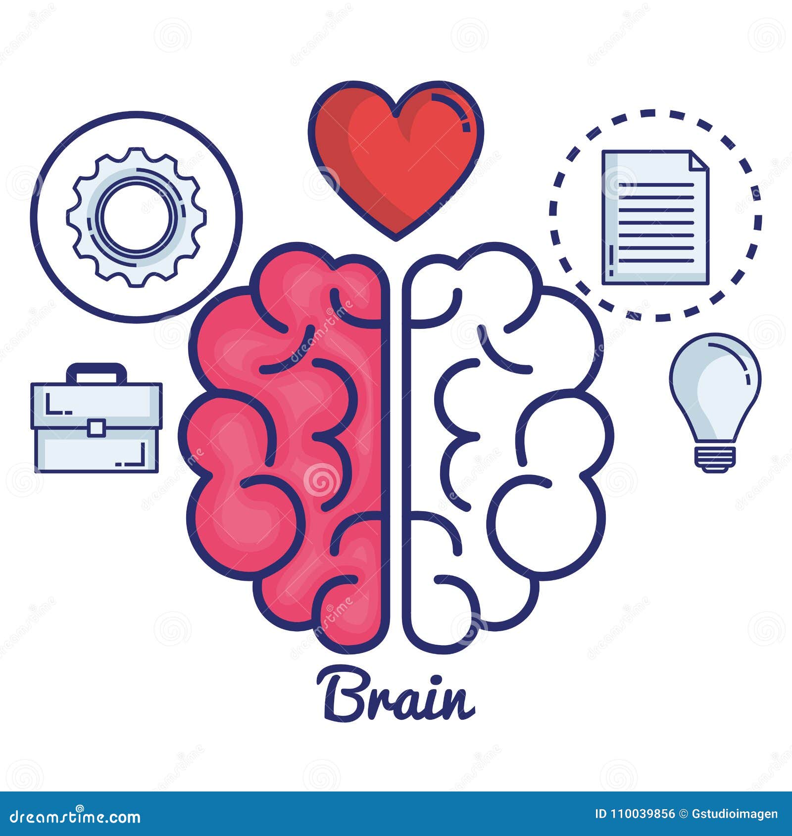 Creative brain set icons stock vector. Illustration of flat - 110039856