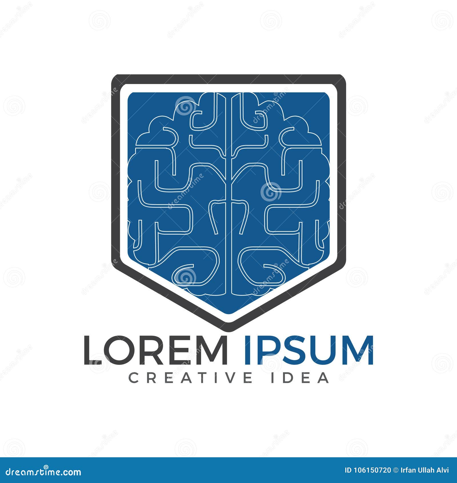 Creative Brain Shield Logo Design. Think Idea Concept. Stock Vector ...