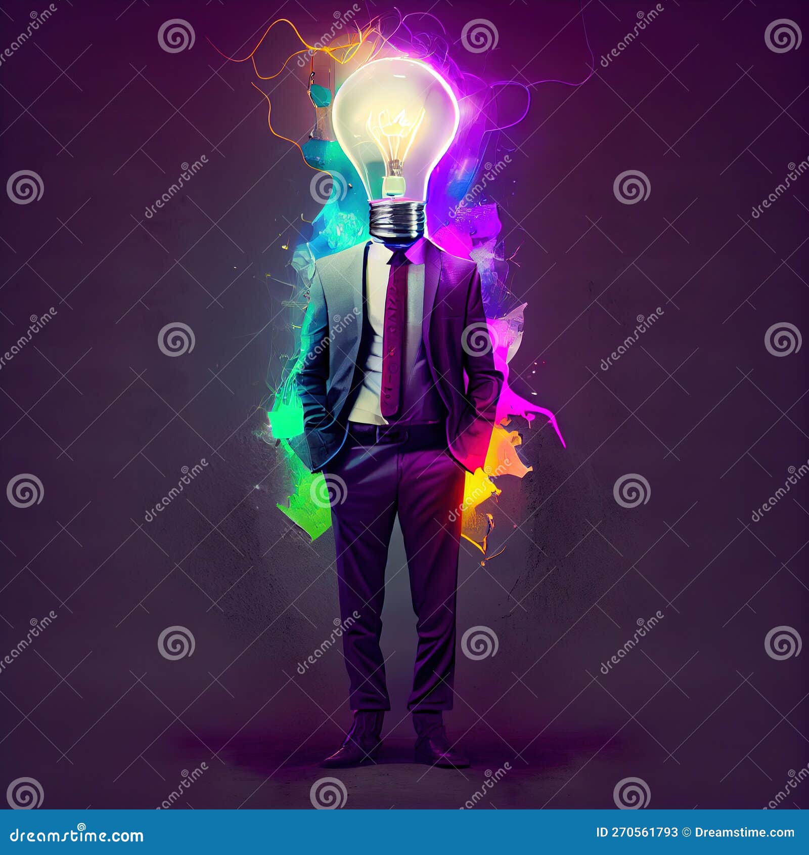 Generative AI: Creative Brain Thinking. Glowing Bulb Inside Man S Head ...