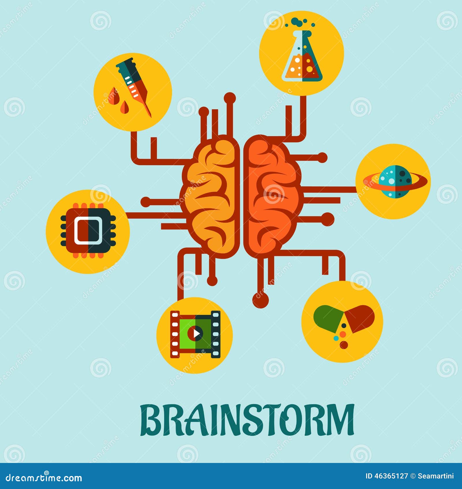 Creative Brainstorming Flat Concept Design Stock Vector - Illustration ...