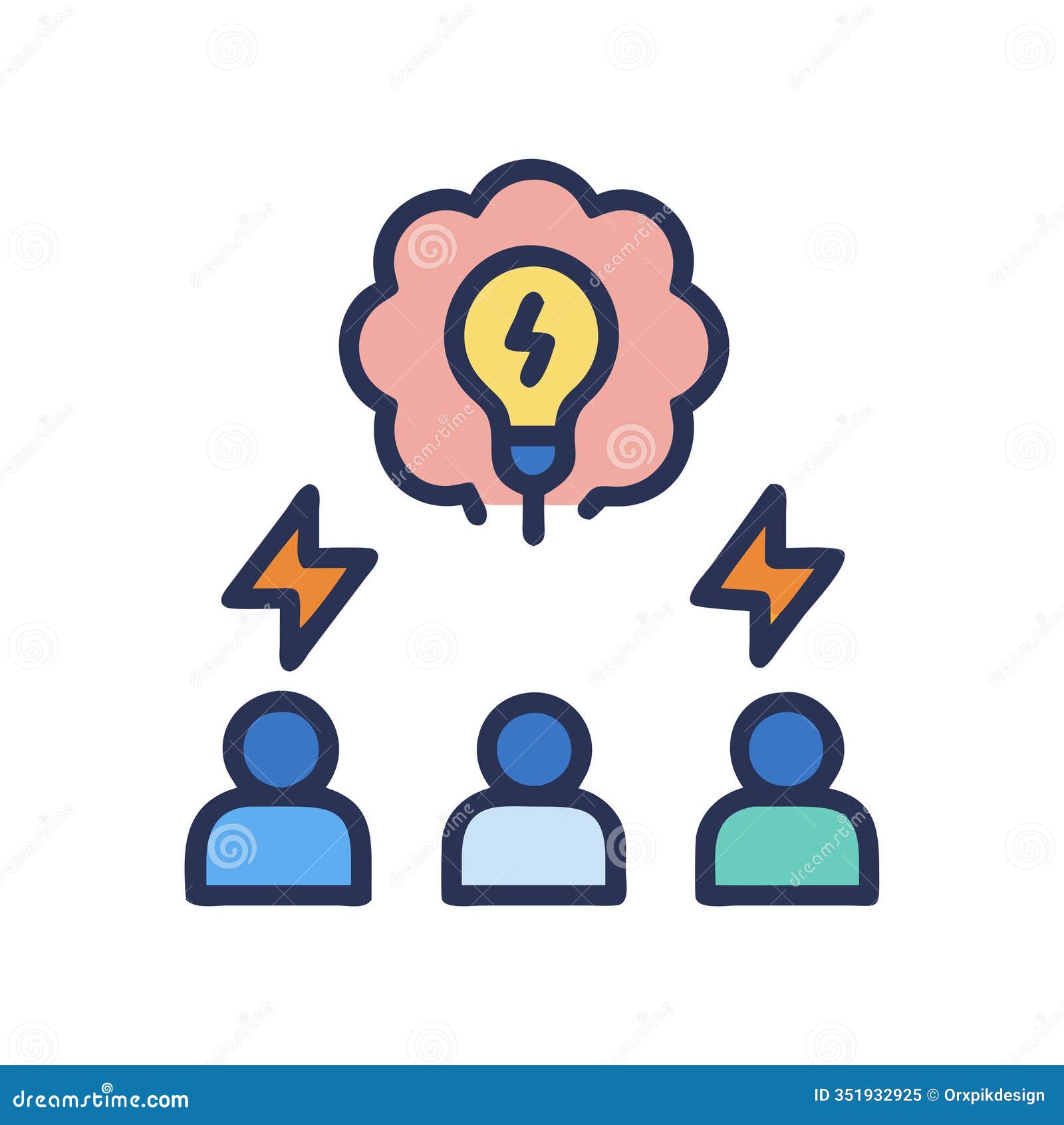 Brainstorming Icon In Monochrome Style Isolated On White Background ...