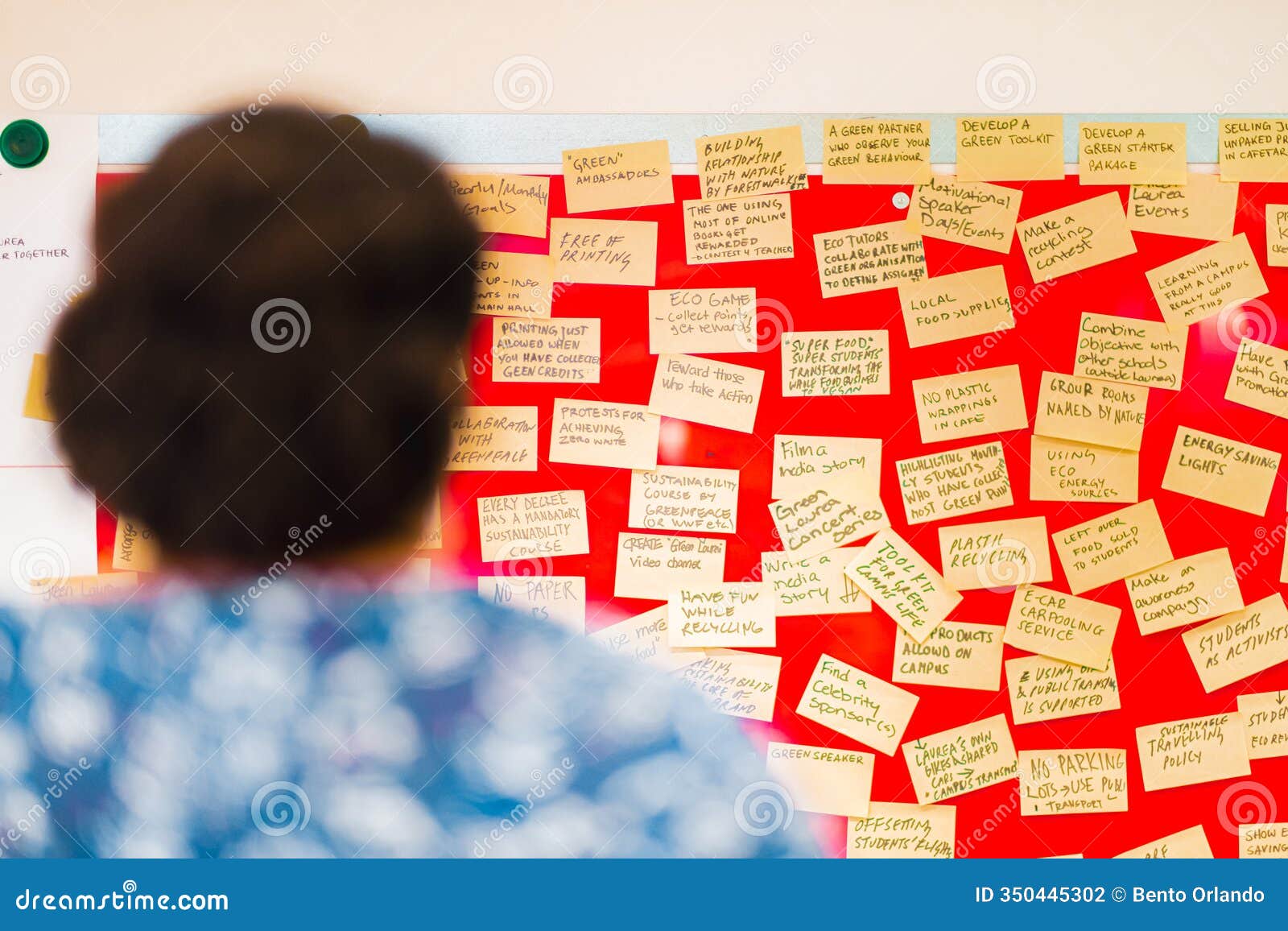 Creative Brainstorming Session with Color-Coded Notes on Planning Board ...