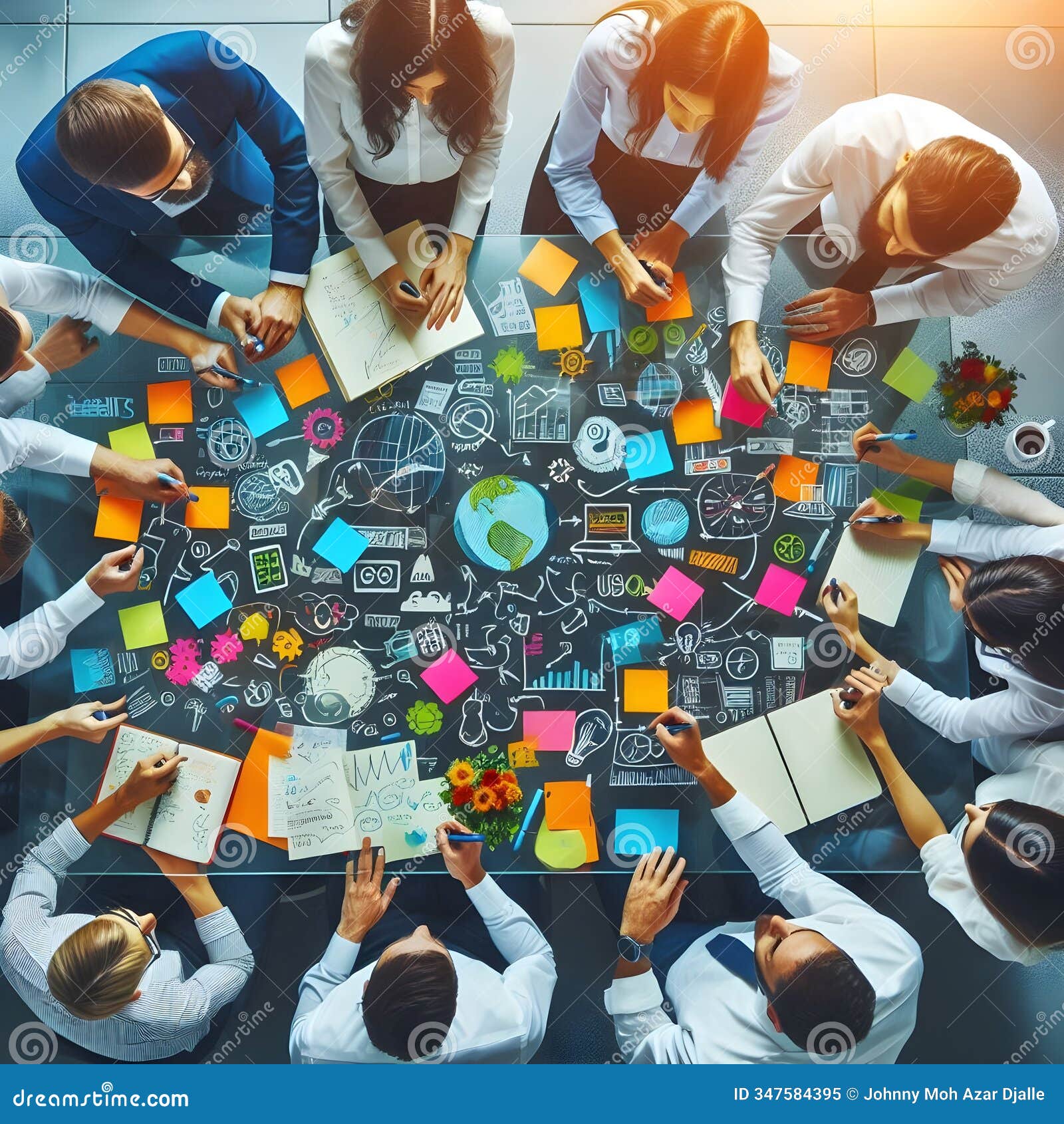 Creative Brainstorming Session with a Team Stock Illustration ...