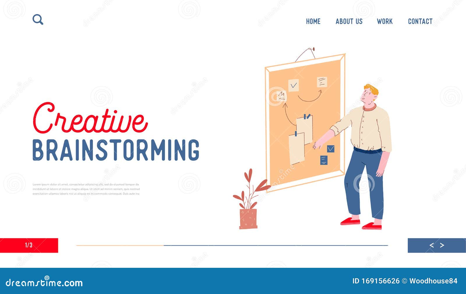 Creative Brainstorming Website Landing Page. Business Man Put Stick ...