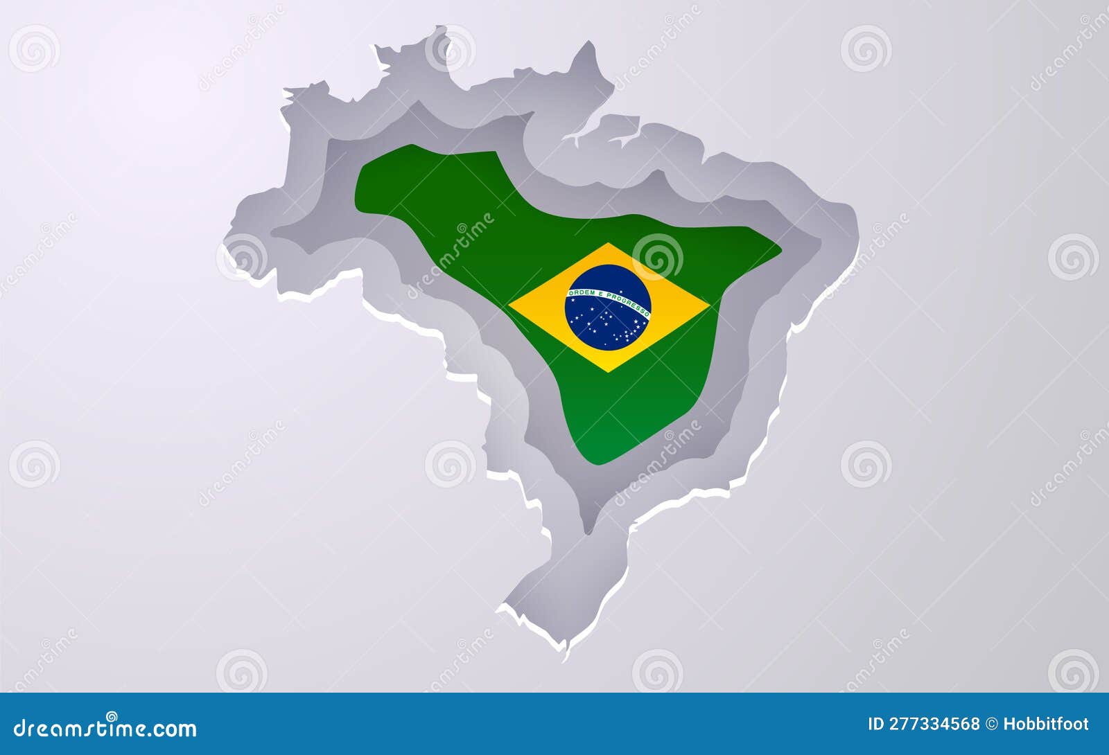 Creative Brazil Map with Flag Colors in Paper Cut Style. Stock Vector ...