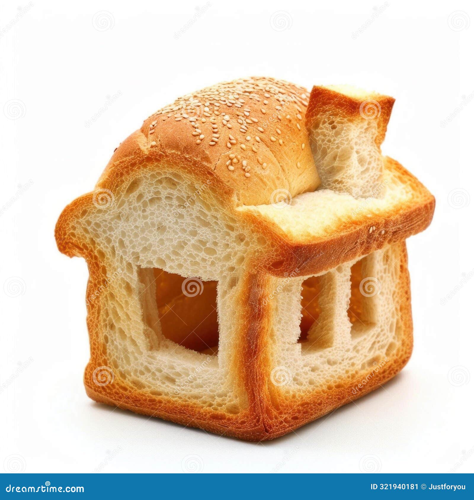 Creative Bread House Concept on White Background. Generative Ai Stock ...