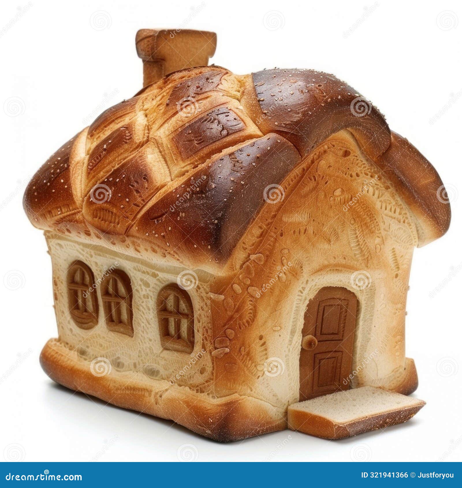 Creative Bread House Concept on White Background. Generative Ai Stock ...