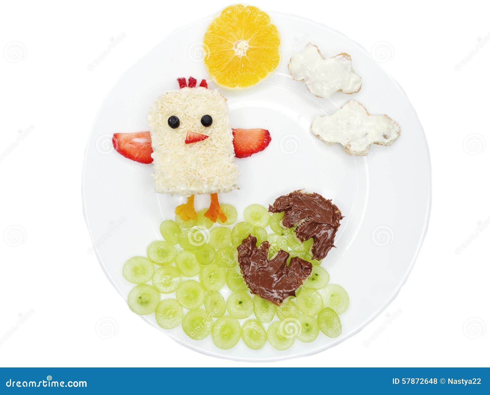 Creative Breakfast with Fruit and Sweet Chocolate Creme on Bread Stock ...