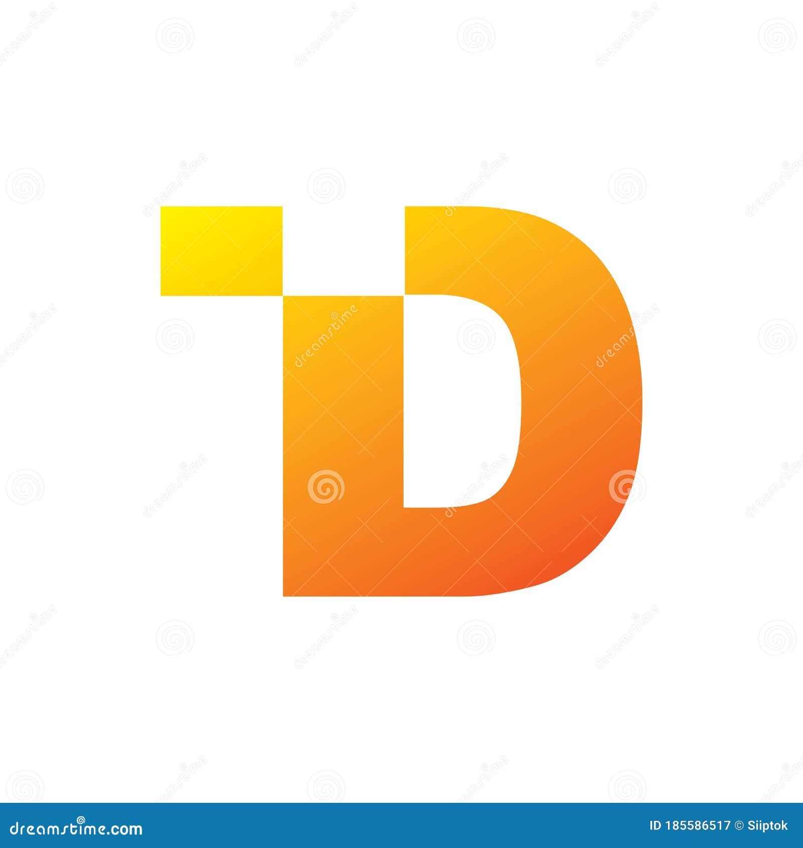 Full Color Initial Letter D Pixel Logo Design Stock Illustration ...