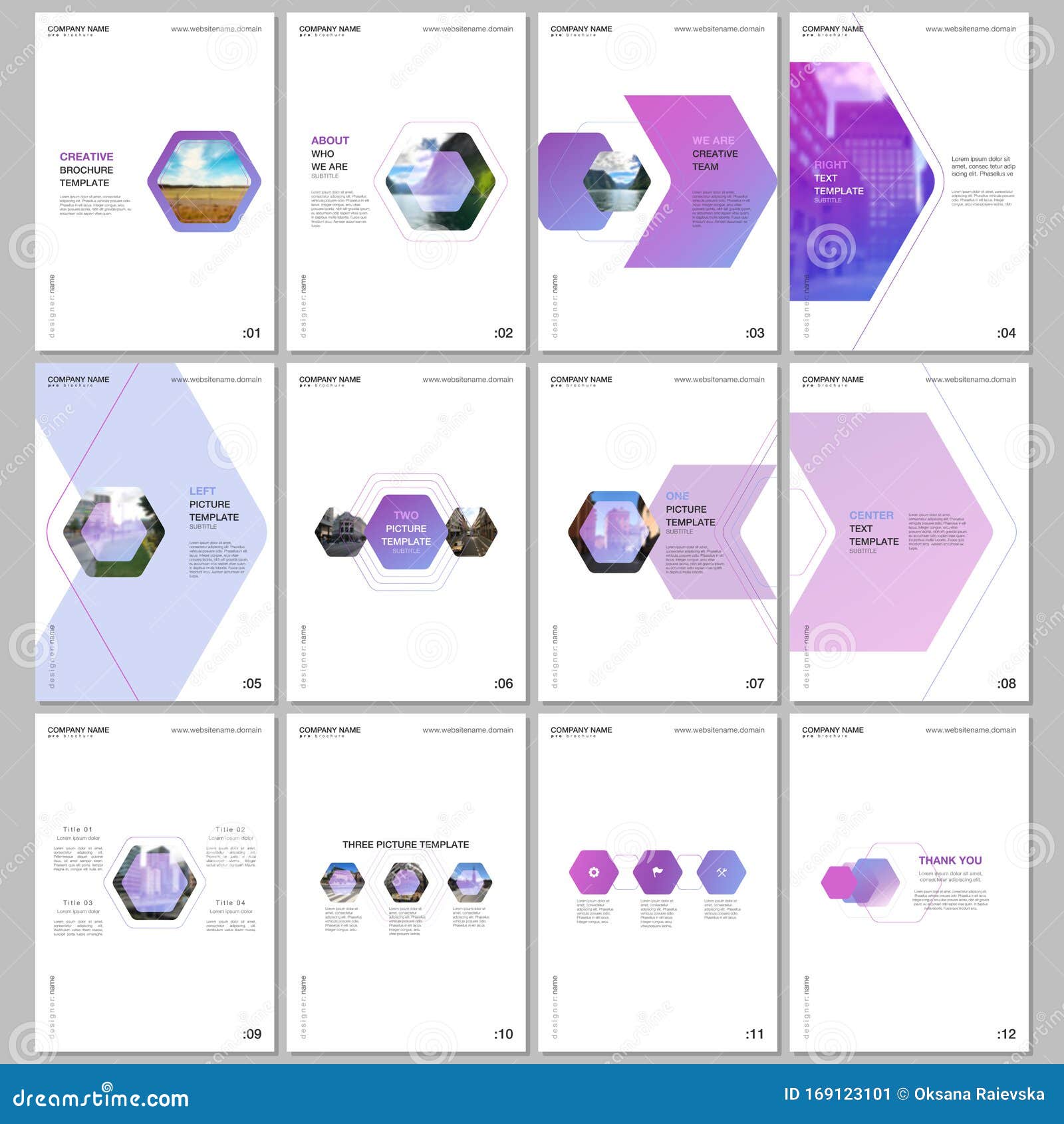 Creative Brochure Templates with Colorful Hexagonal Design Background ...