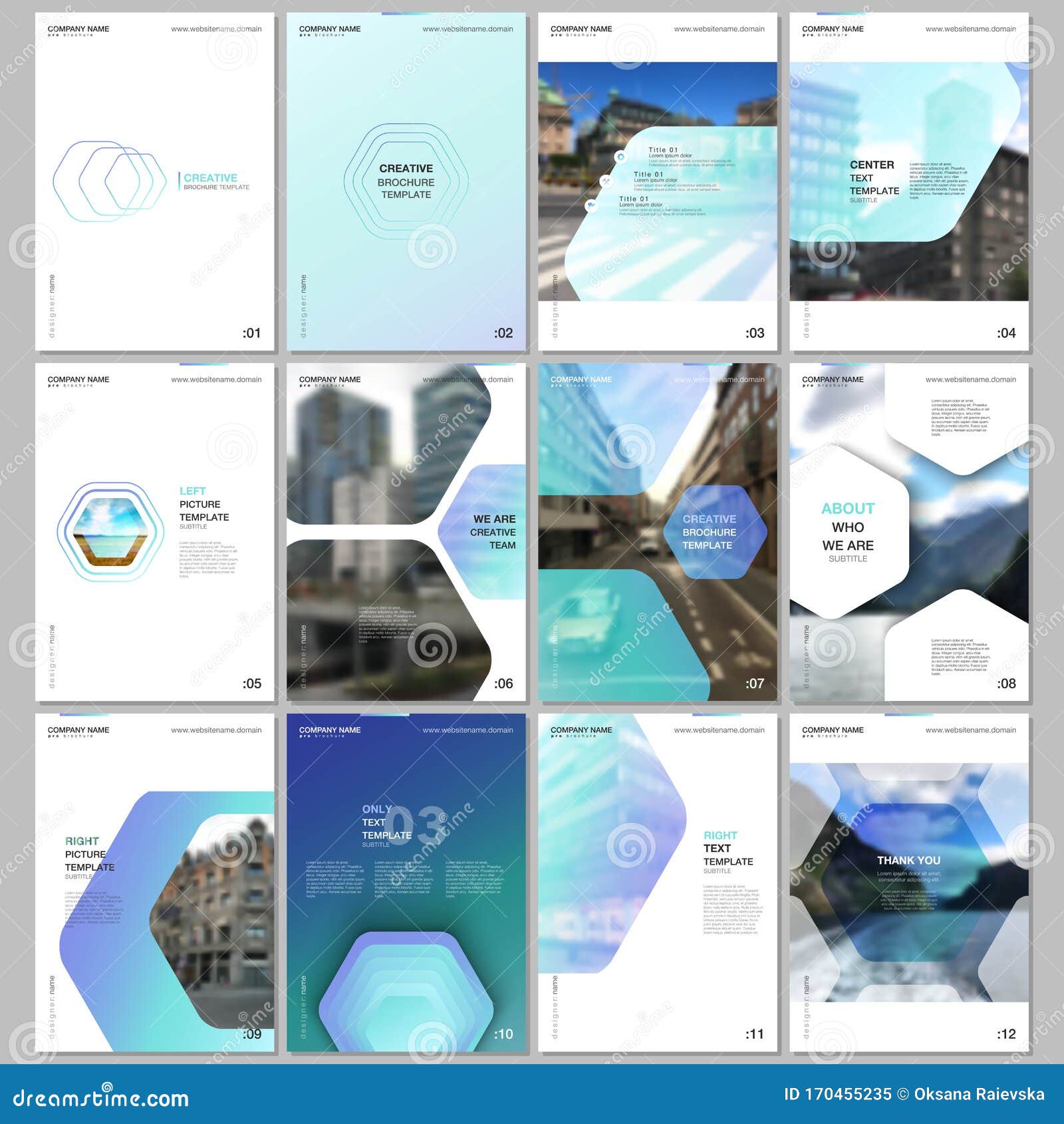 Creative Brochure Templates with Hexagonal Design Blue Color Pattern ...