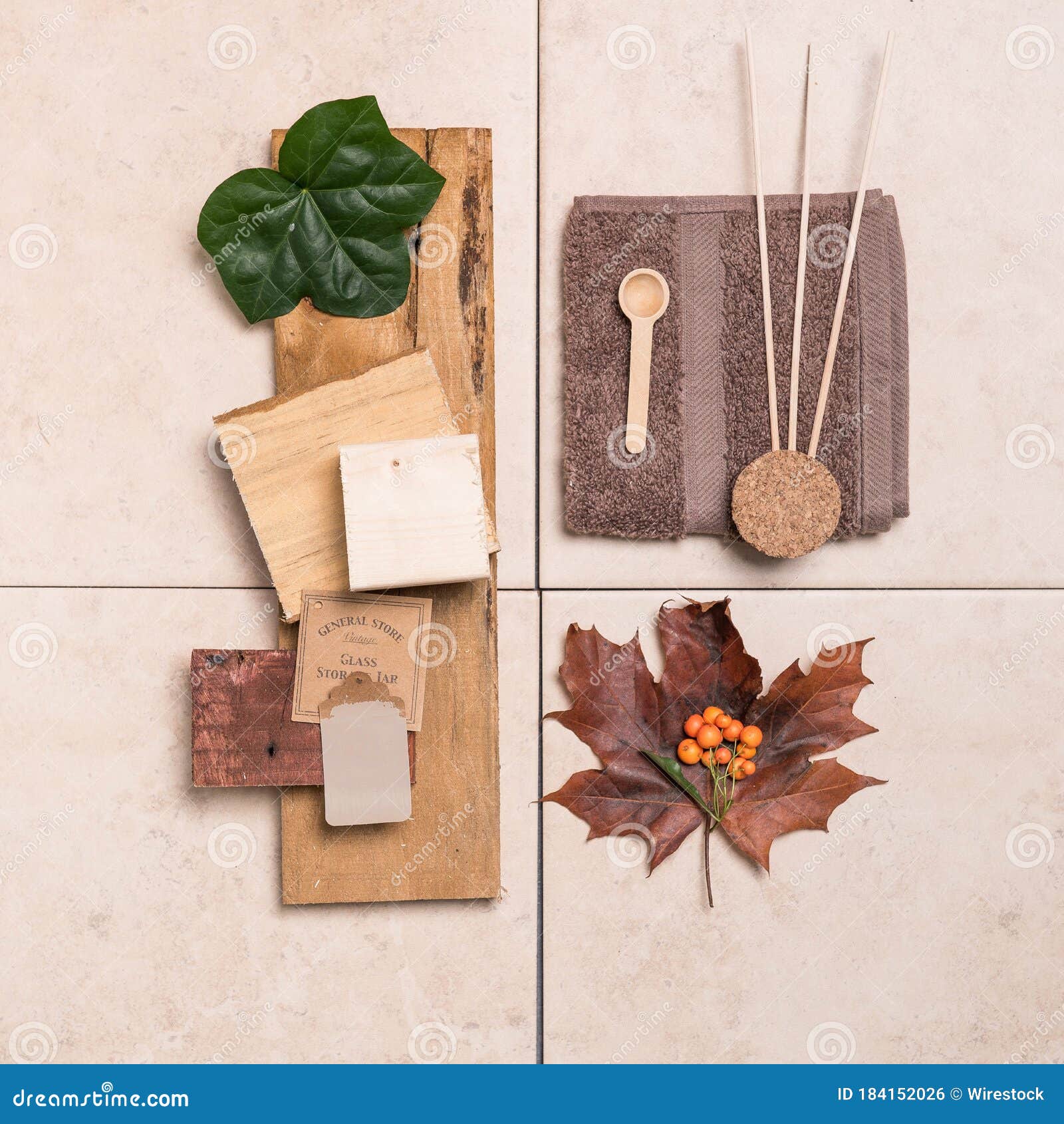 Creative Brown Rustic Mood Board for Interior Design Stock Photo ...
