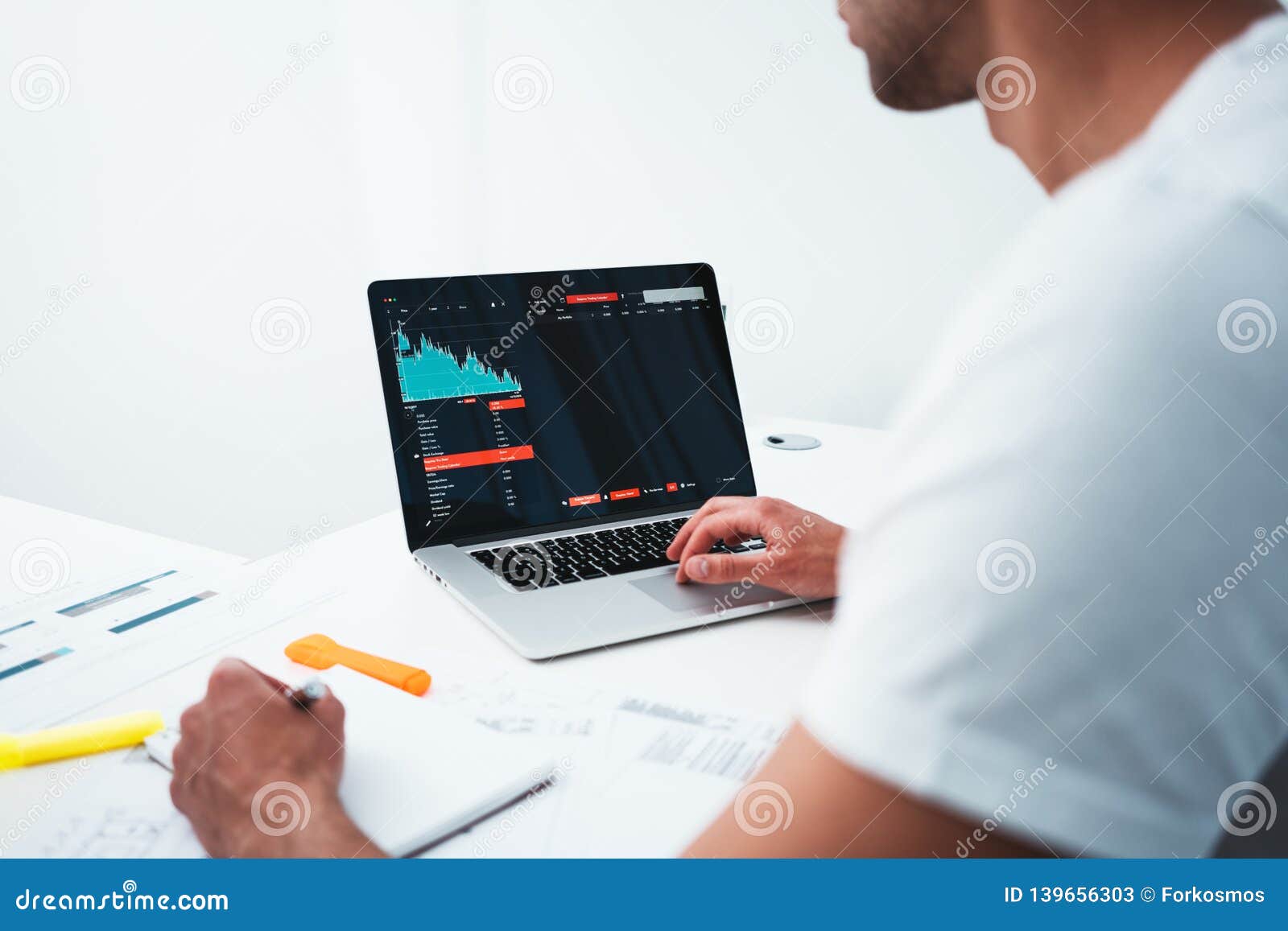 Creative Building Designer Working With Drawing Plan And Computer While ...