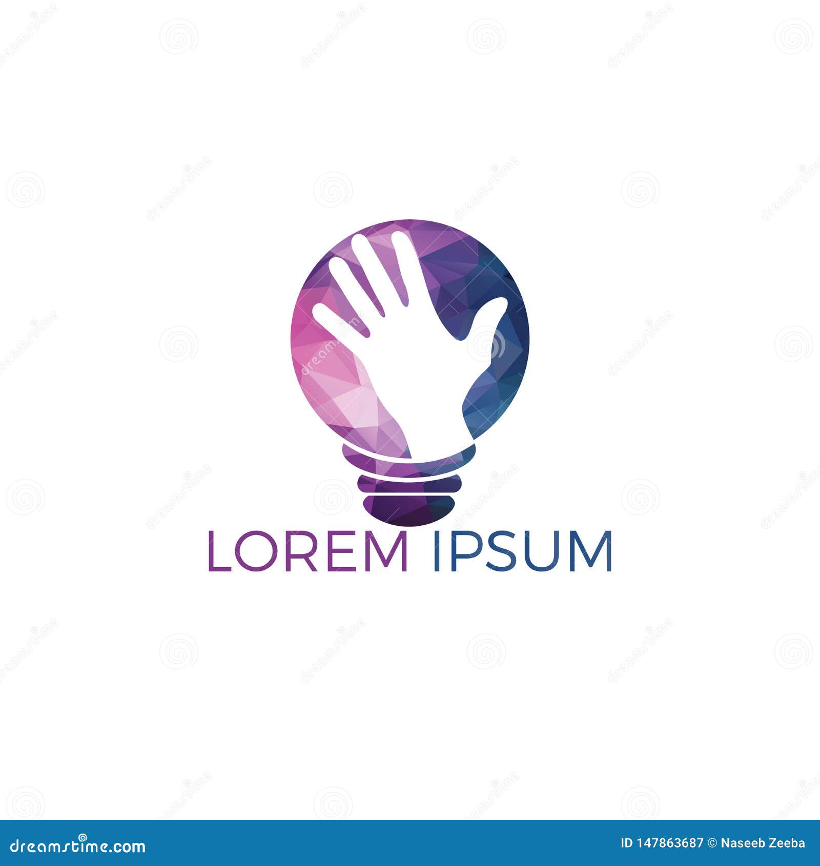 Bulb with Human Hand Logo Design. Stock Illustration - Illustration of ...