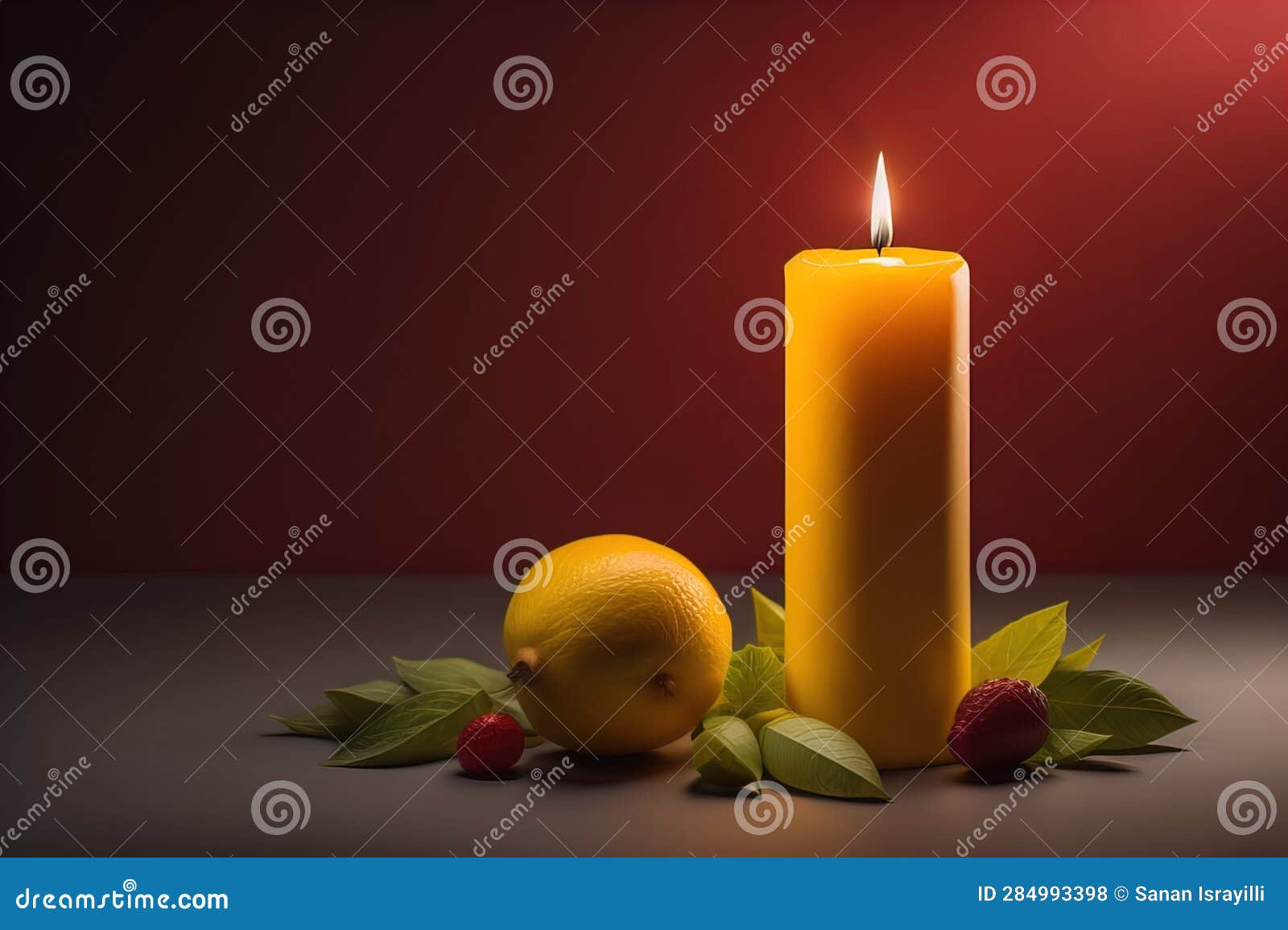 Creative Burning Candle on a Wooden Background. Ai Generative Stock ...