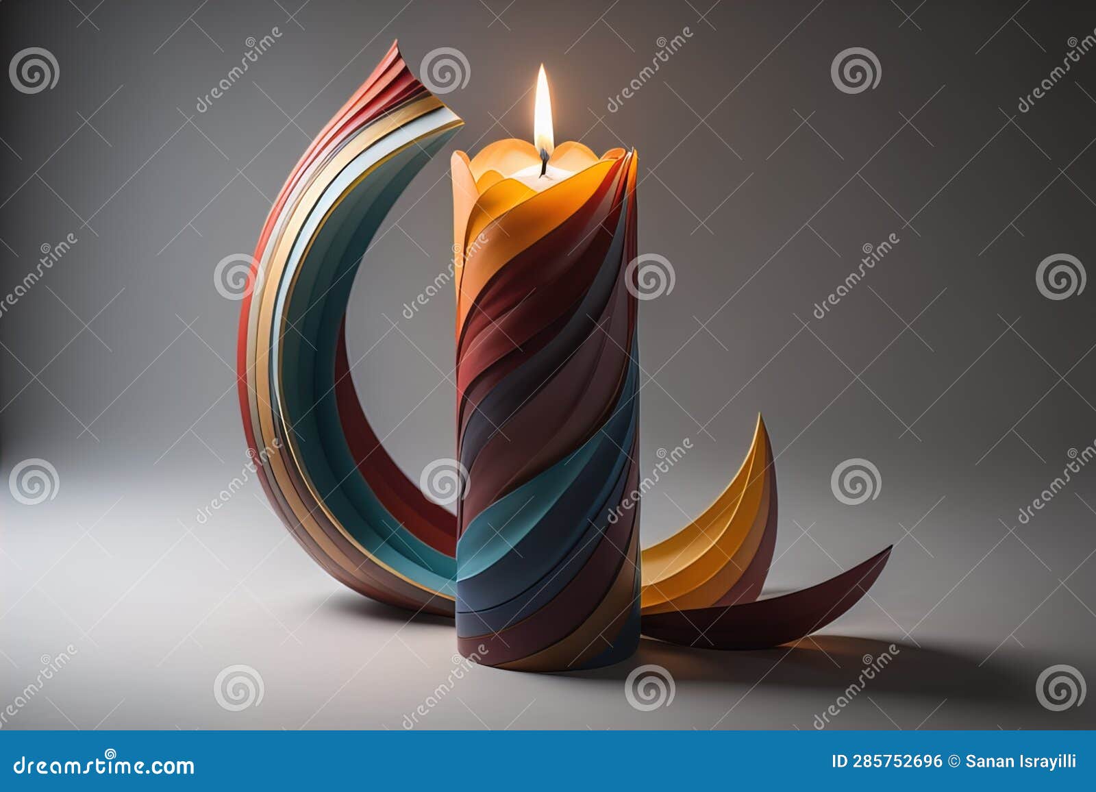 Creative Burning Candle on a Wooden Background. Ai Generative Stock ...