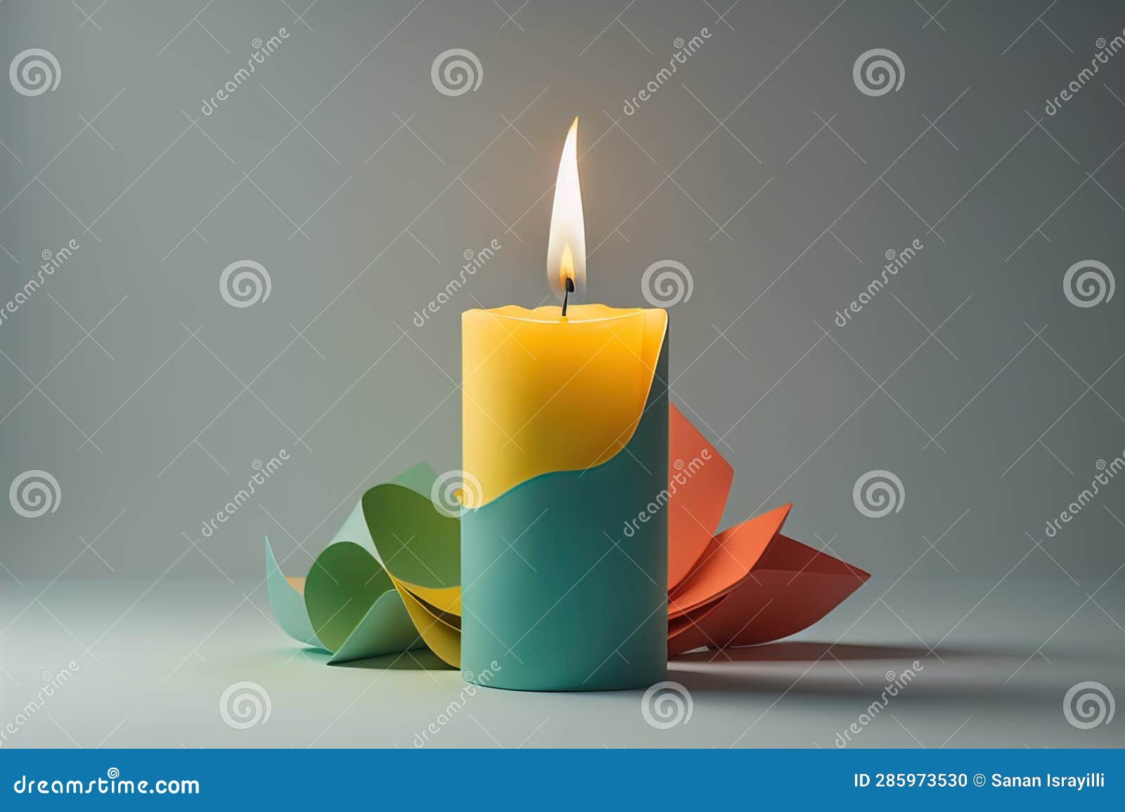 Creative Burning Candle on a Wooden Background. Ai Generative Stock ...