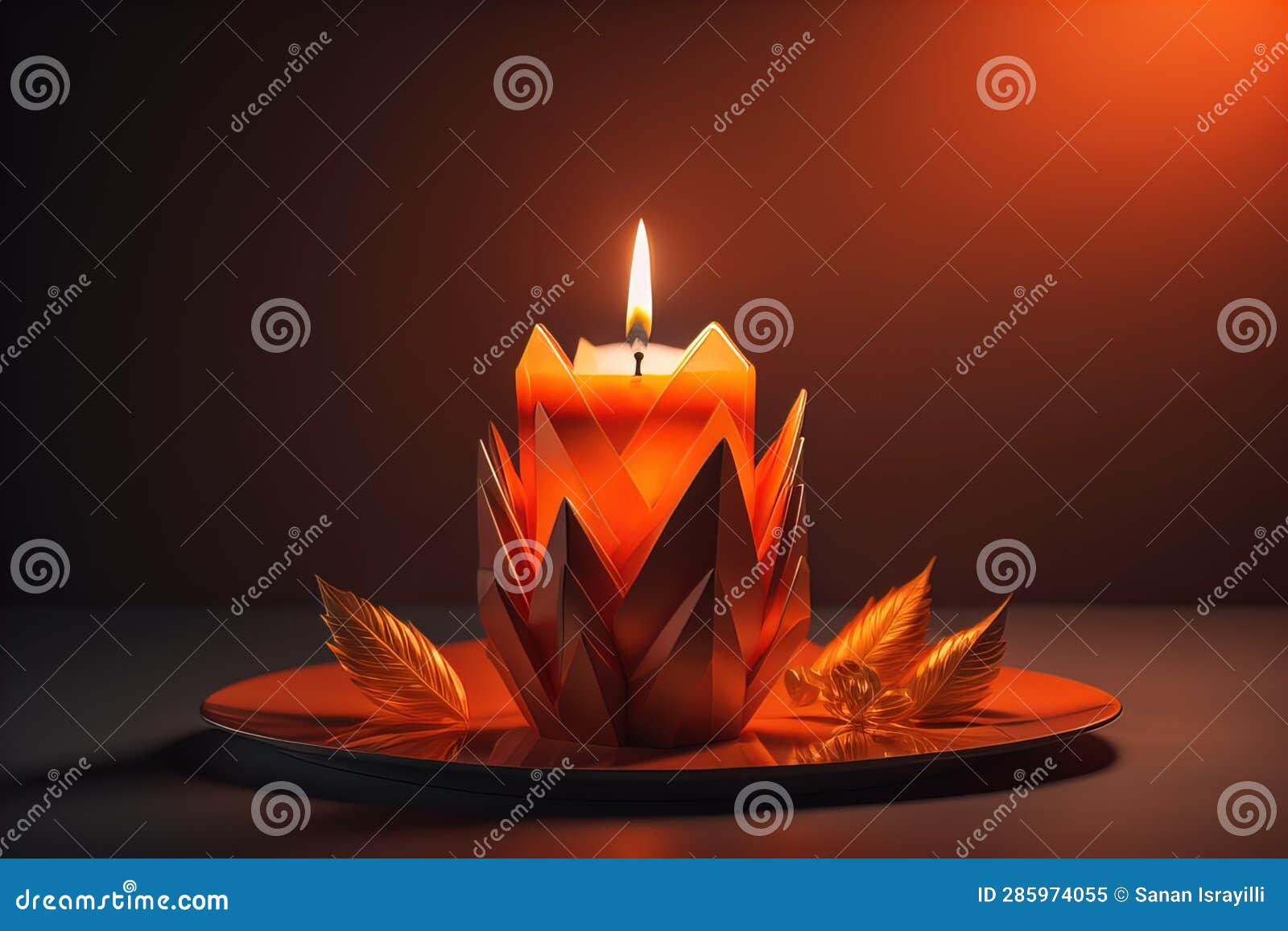 Creative Burning Candle on a Wooden Background. Ai Generative Stock ...