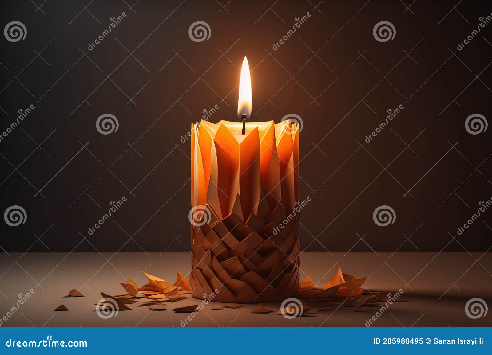 Creative Burning Candle on a Wooden Background. Ai Generative Stock ...