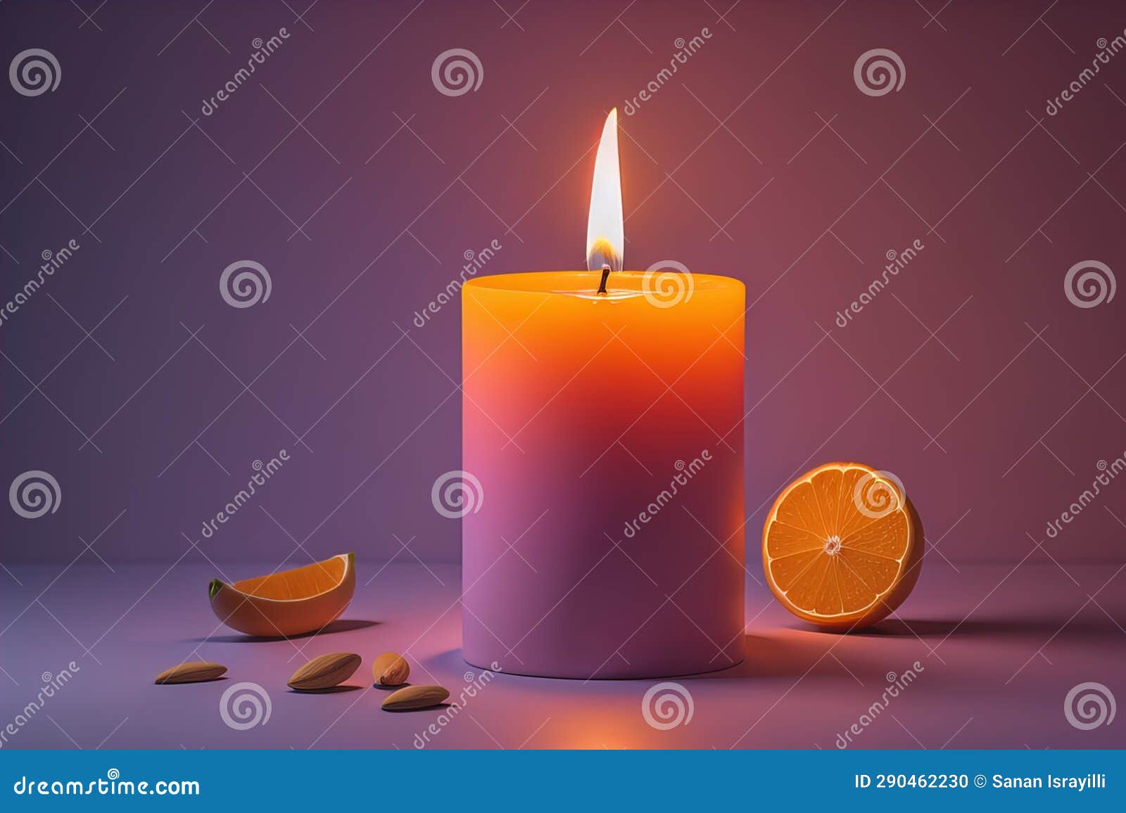 Creative Burning Candle on a Wooden Background. Ai Generative Stock ...