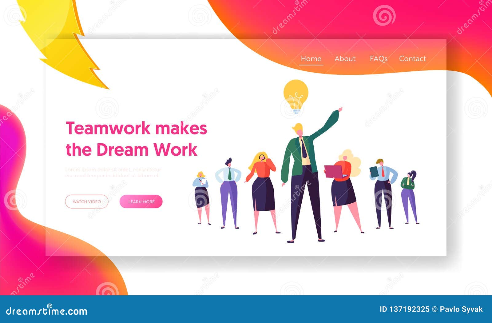 Creative Business Group Teamwork Landing Page. Corporate People Team ...