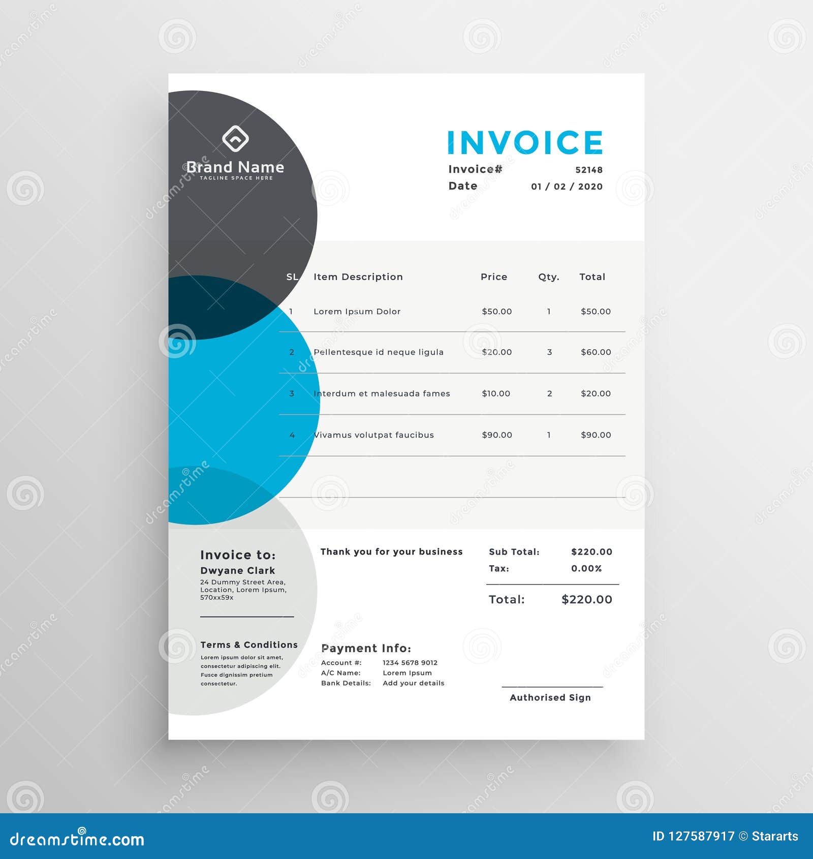 Creative Business Invoice Template Made with Circles Stock Vector ...