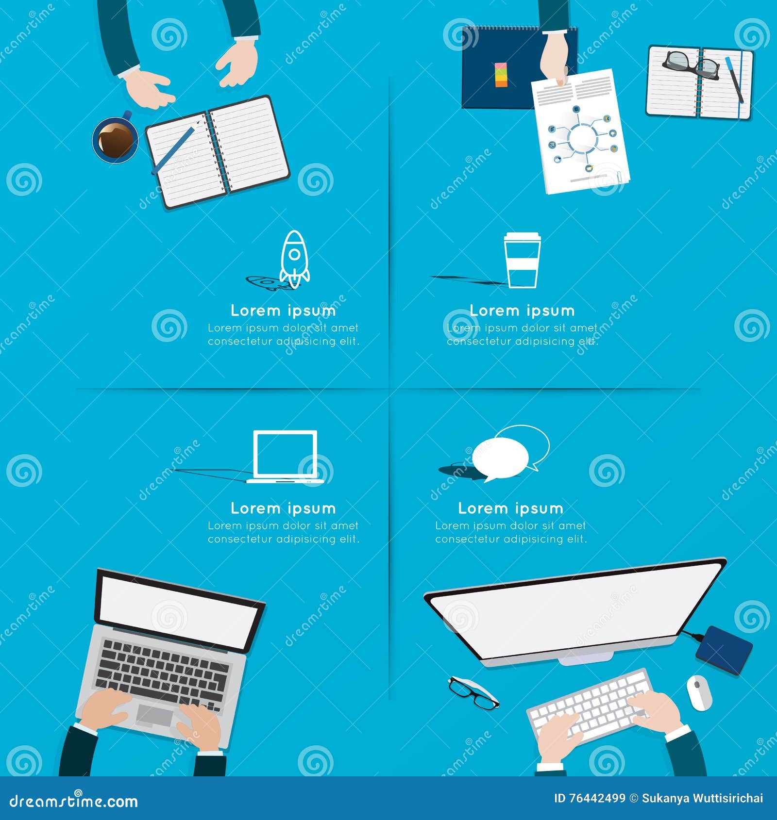 Creative Business Office Workspace Infographic. Stock Vector - Illustration of business, report ...