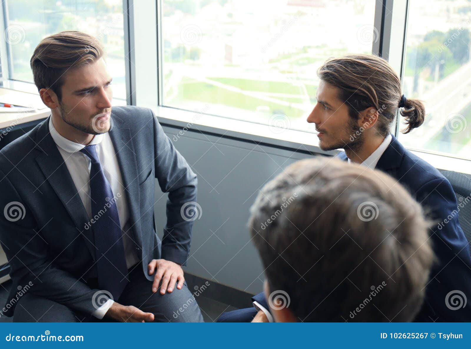 Creative Business People Meeting in Circle of Chairs. Stock Image ...