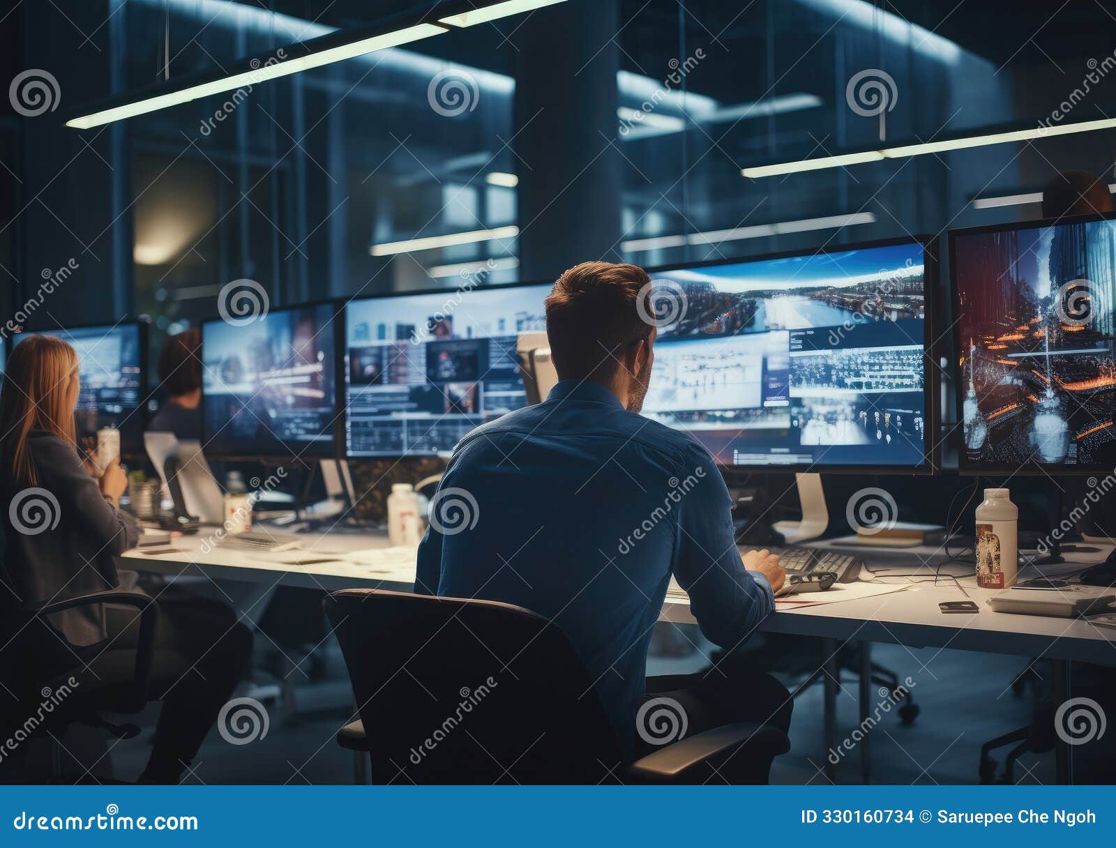 Creative Business People in Modern Office Turn Back Successful Team at ...