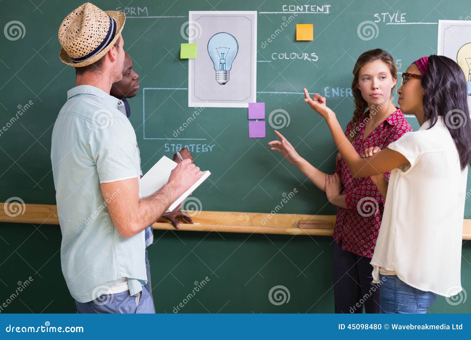 Creative Business People at Work by Blackboard Stock Photo - Image of ...