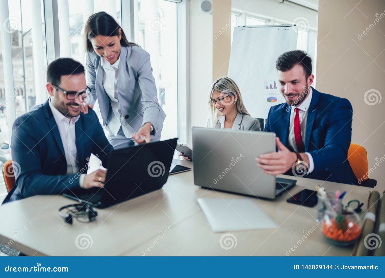 Creative Business People Working on Business Project in Office Stock ...