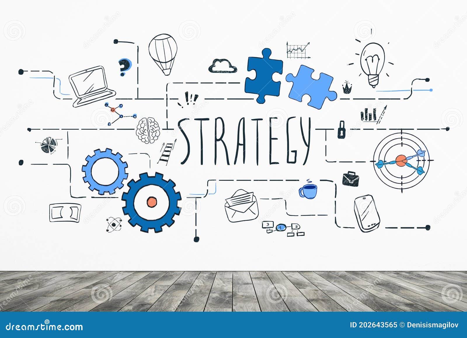 Creative Business Strategy Sketch Drawn in Concrete Room Stock Image ...