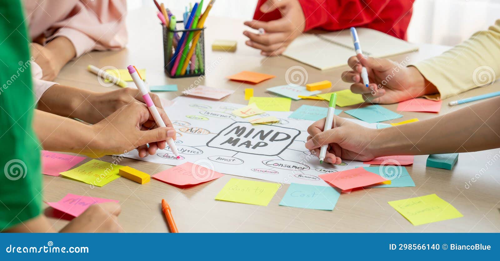 Creative Business Team Brainstorming about Marketing Plan. Closeup ...