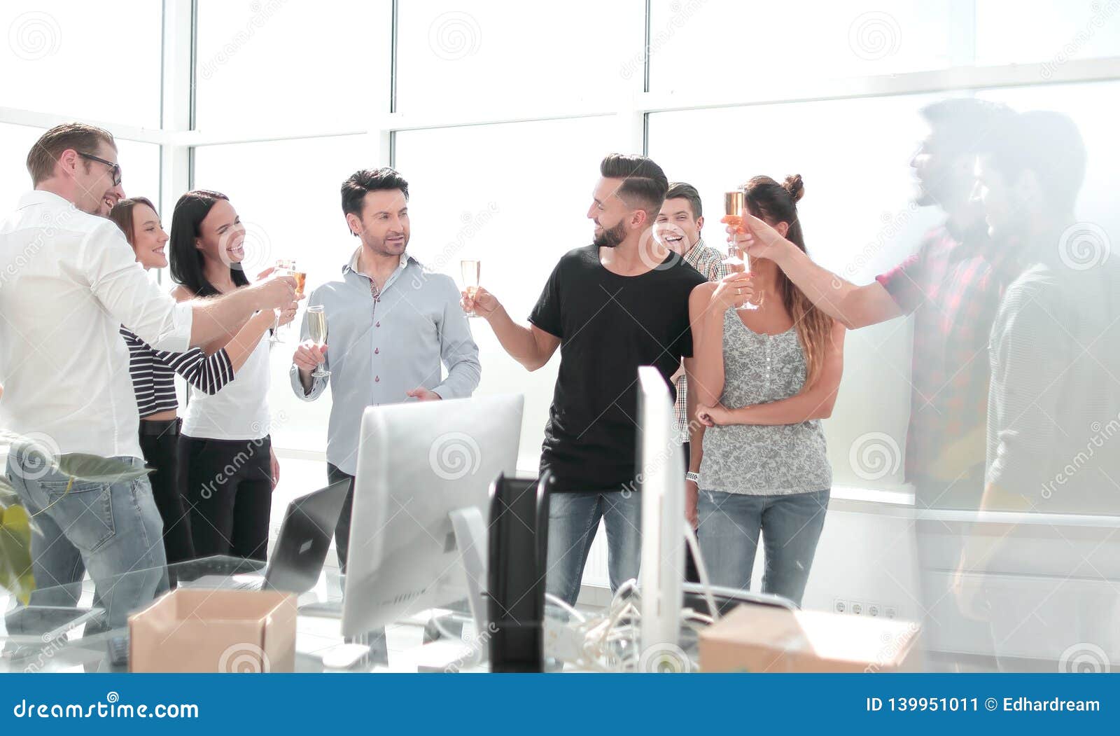 Creative Business Team Celebrates Successful Presentation Stock Image ...