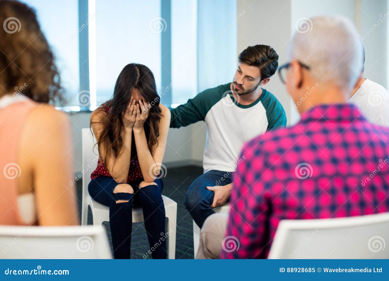 Creative Business Team Consoling Upset Colleague Stock Image - Image of ...