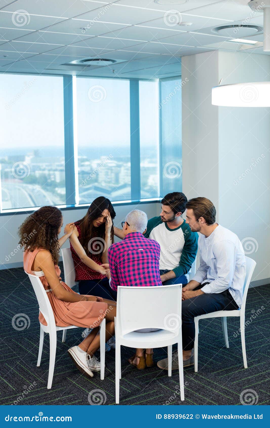 Creative Business Team Consoling Upset Colleague Stock Photo - Image of ...