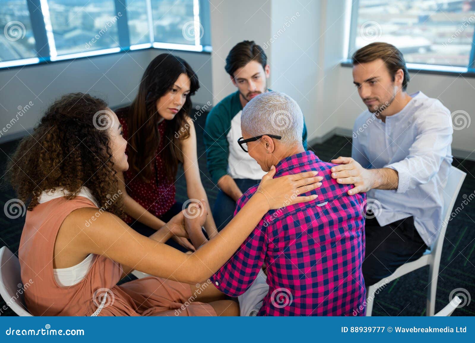 Creative Business Team Consoling Upset Colleague Stock Image - Image of ...