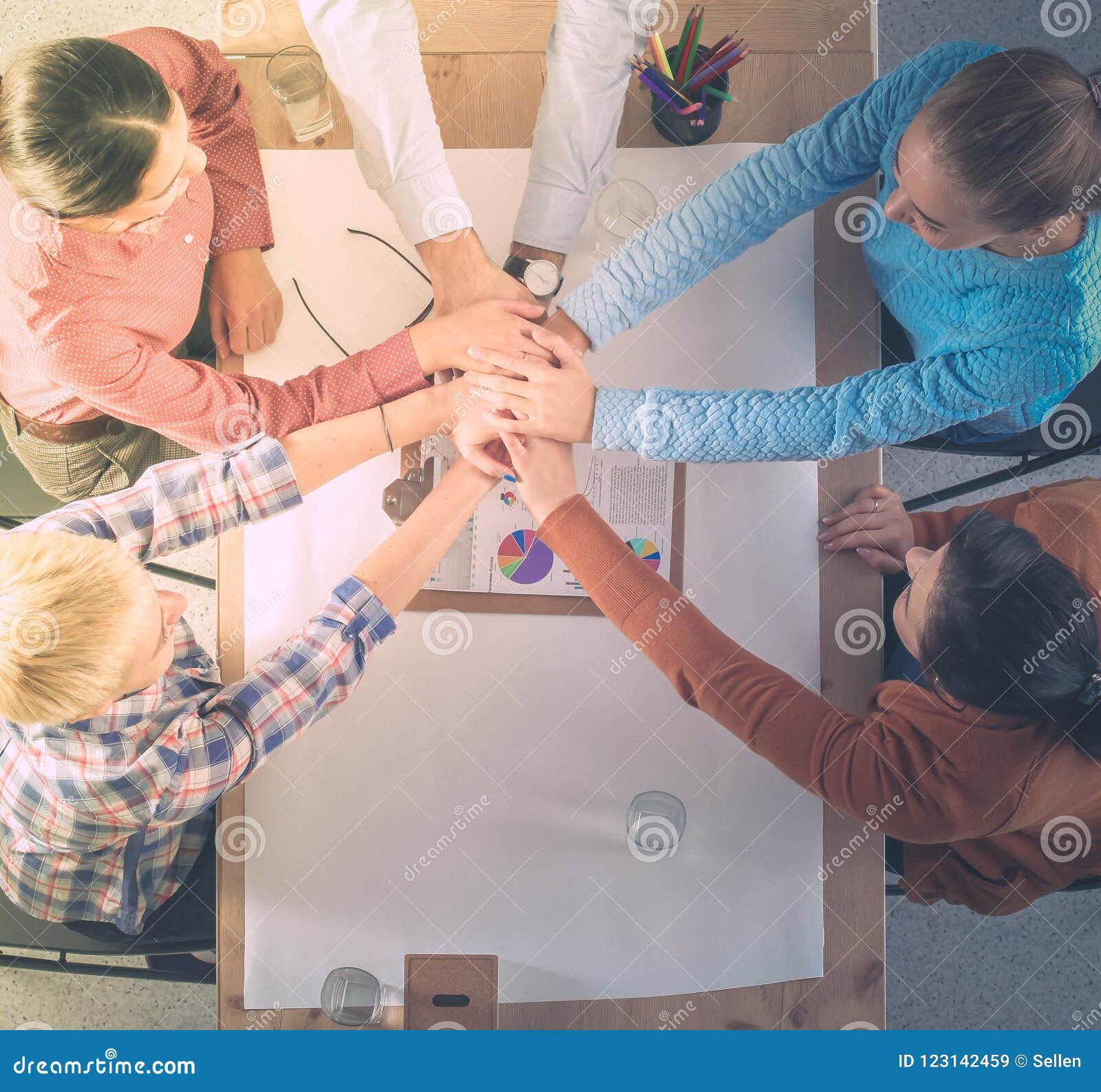 Creative Business Team Putting Hands Together at the Office Stock Image ...