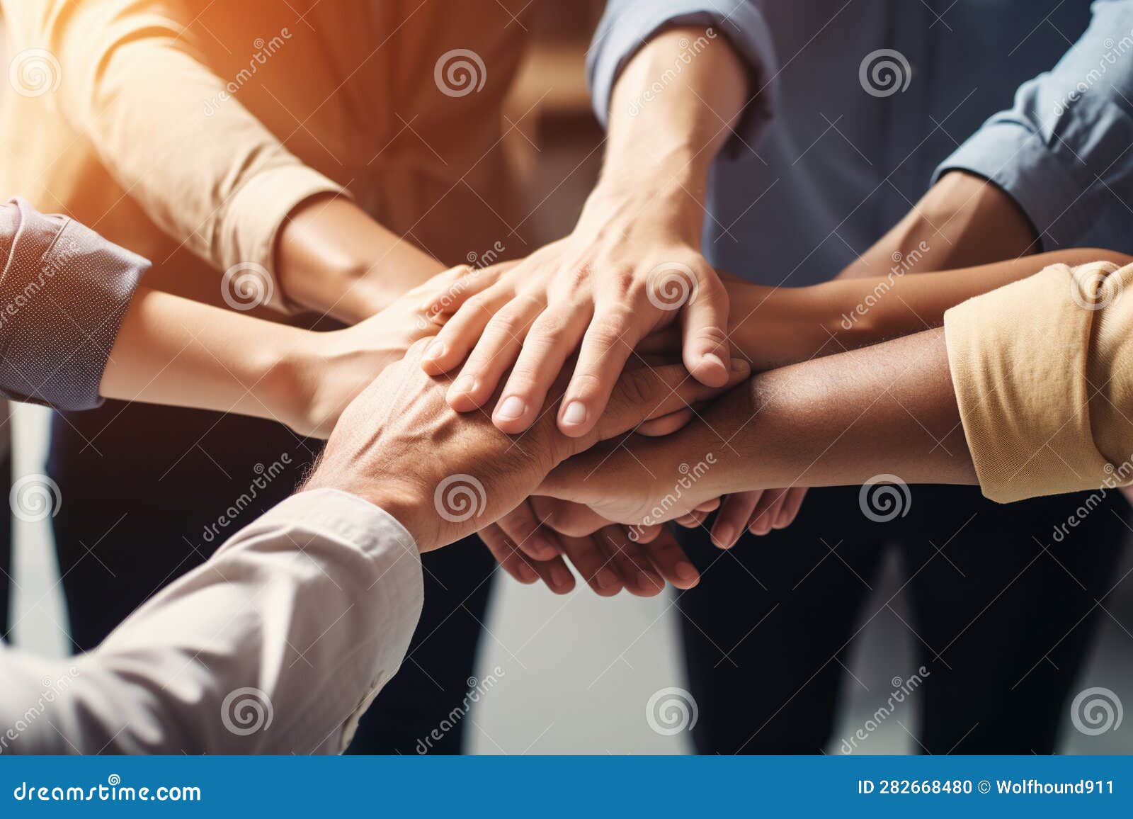 Creative Business Team Putting Their Hands Together. Generative AI ...