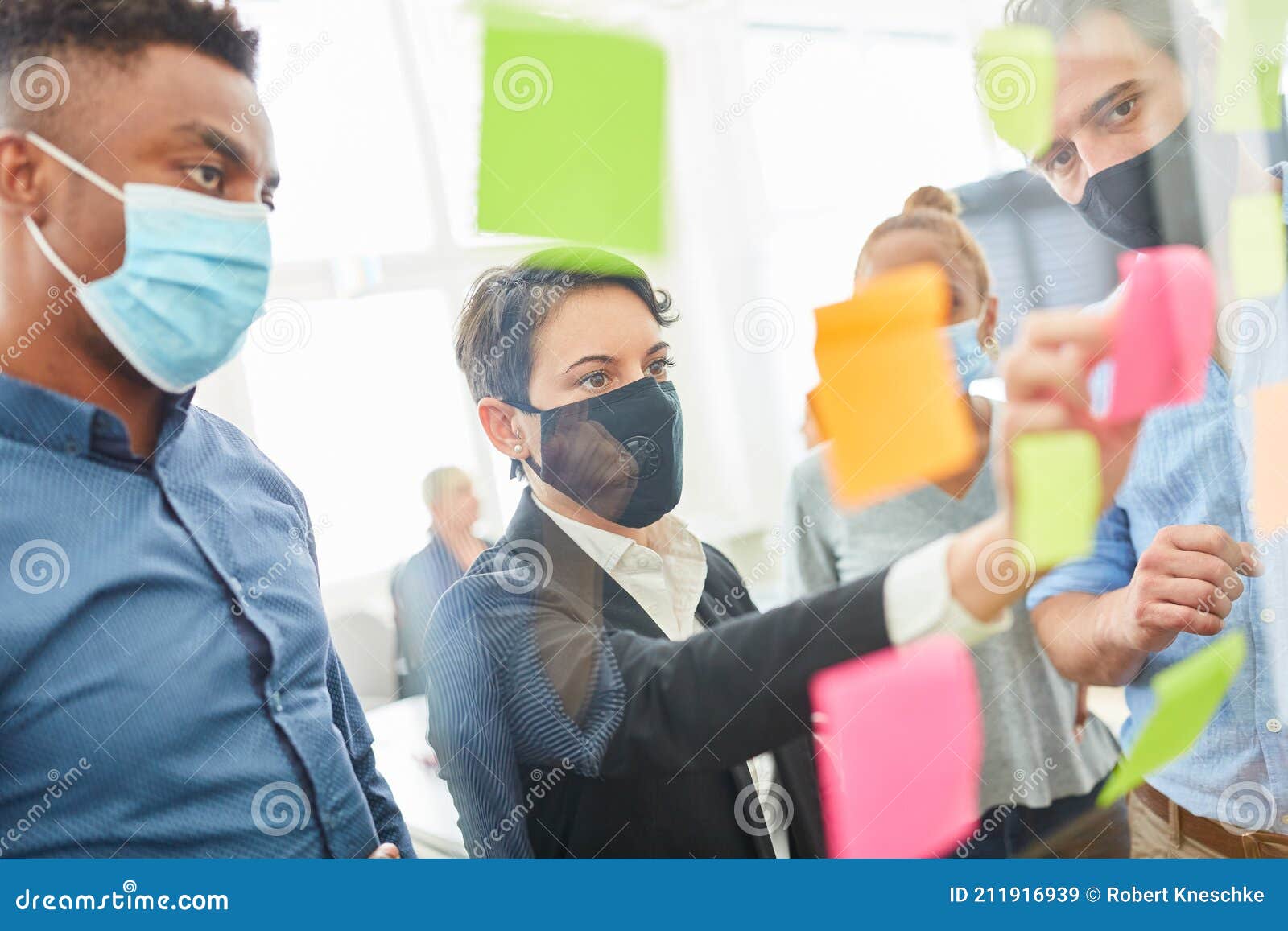 Creative Business Team with Sticky Notes Stock Image - Image of covid ...