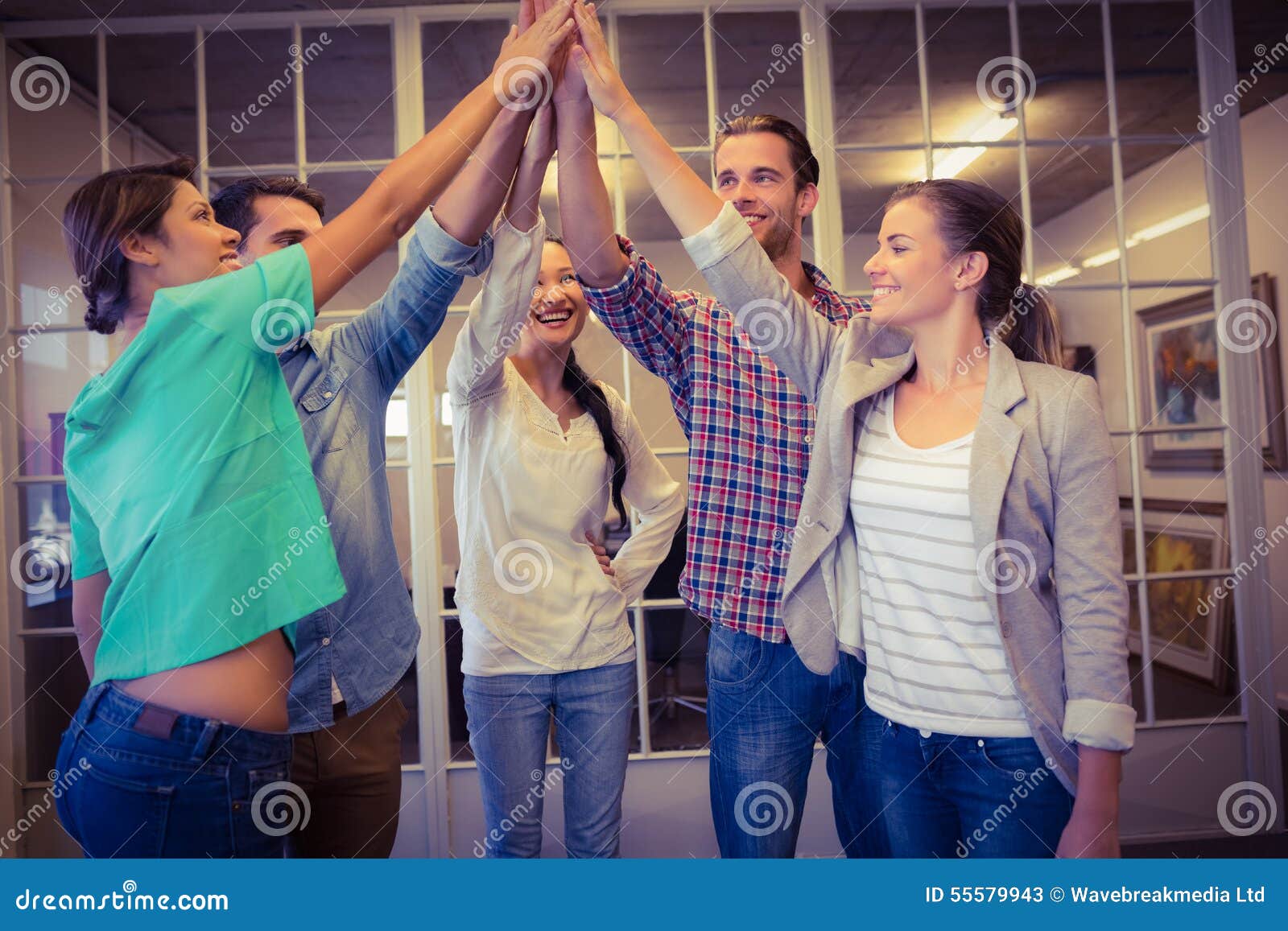 Creative Business Team Waving Their Hands Stock Image - Image of ...