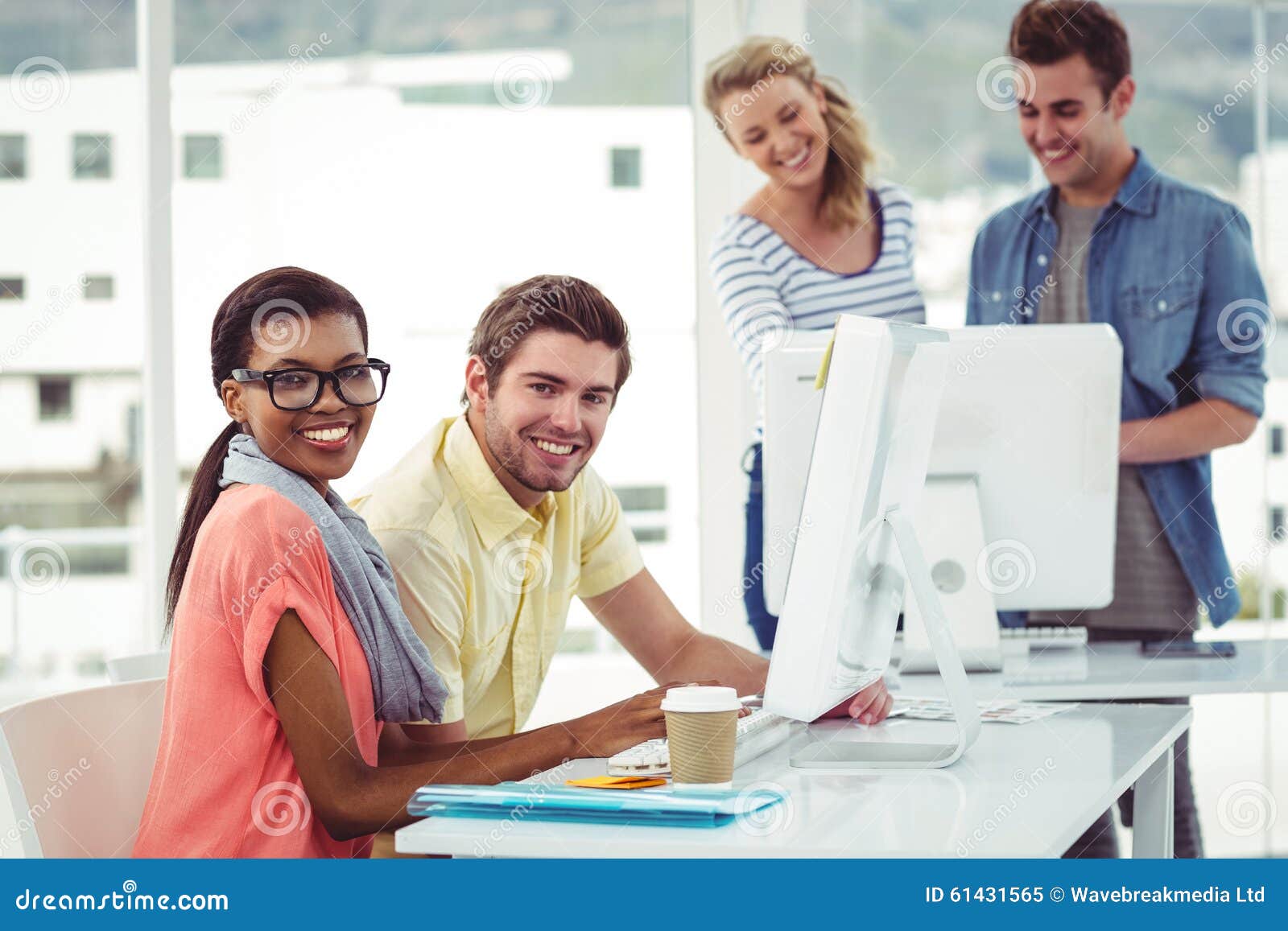 Creative Business Team Working Hard Together on Pc Stock Image - Image ...