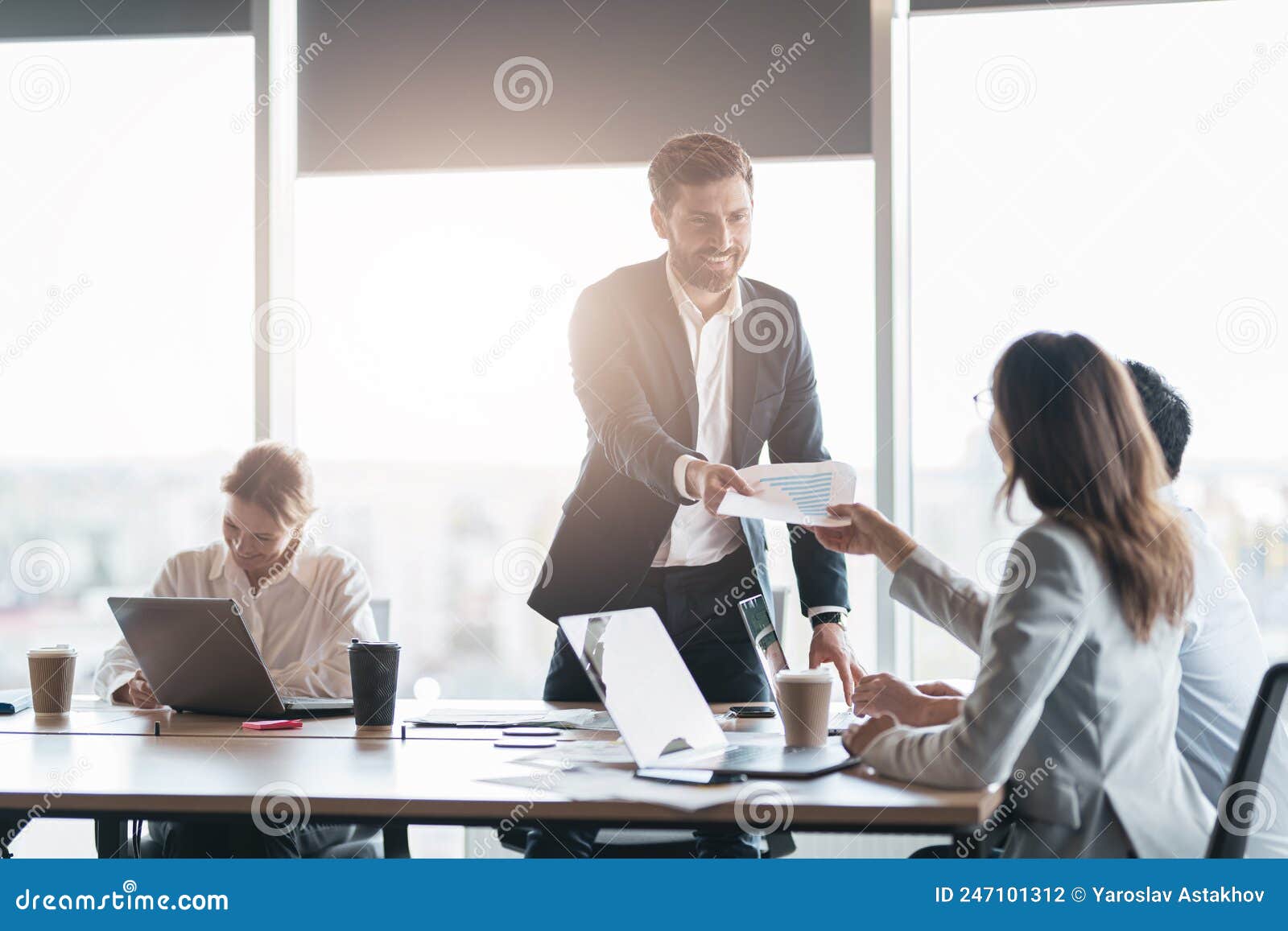 Creative Business Team Working on Project in Modern Office with ...