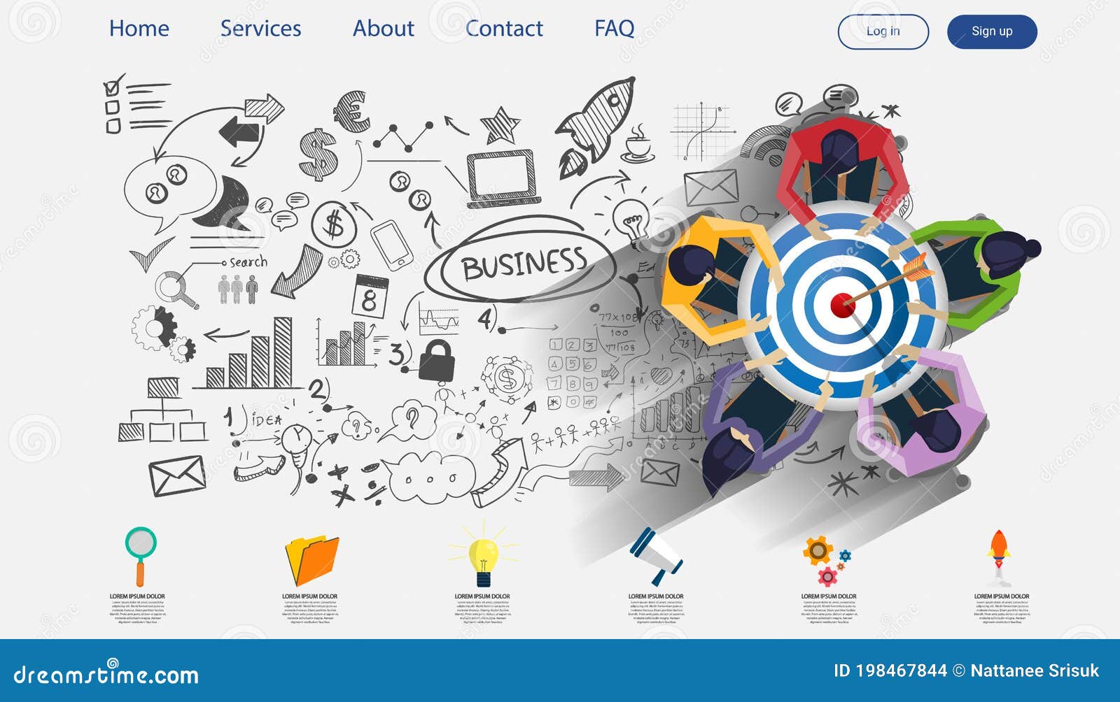 Creative Business Thinking,darts Shoot into Crotch for Success,set Icon ...