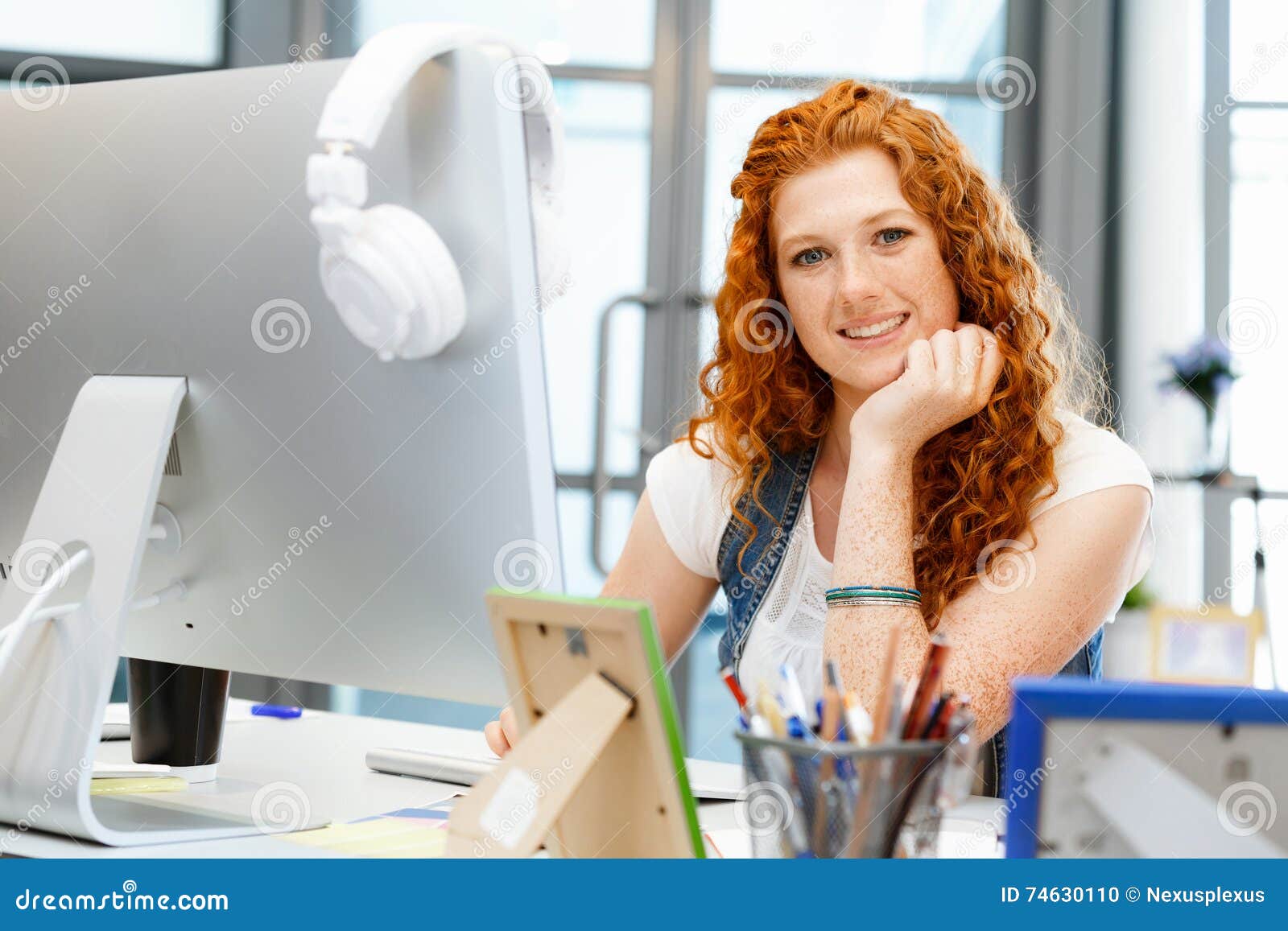 Creative Business Woman in Office Stock Photo - Image of people, open ...