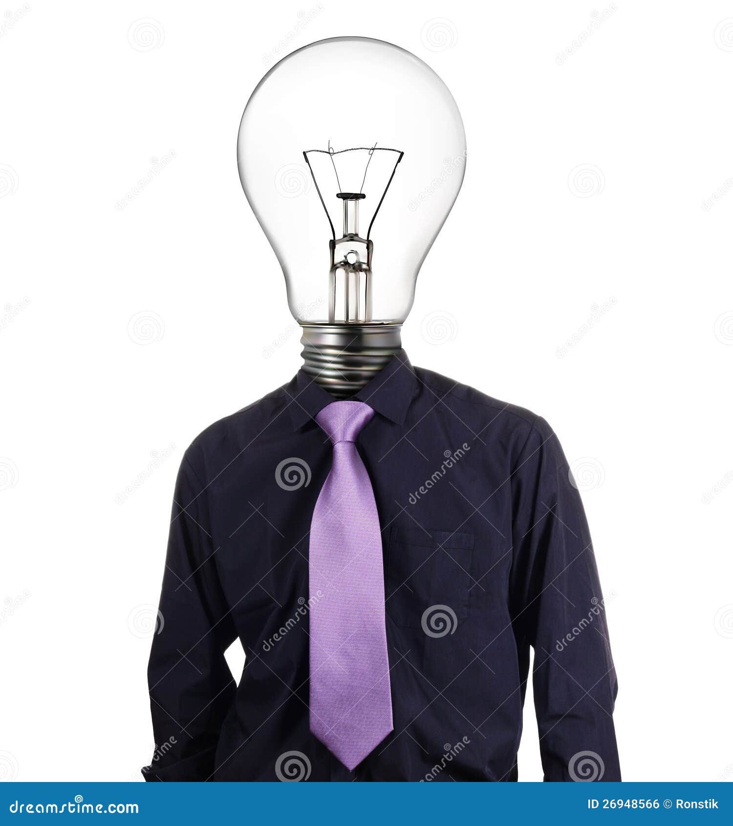 Creative Businessman with Bulb Head Stock Photo - Image of electric ...
